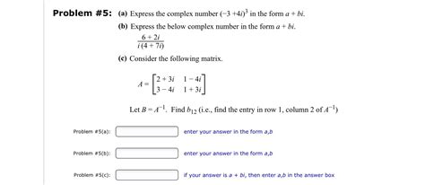 solved a express the complex number −3 4i 3 in the form a