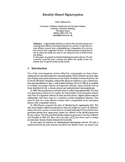 Pdf Identity Based Signcryption