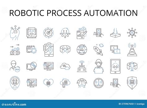 robotic process automation line icons collection artificial
