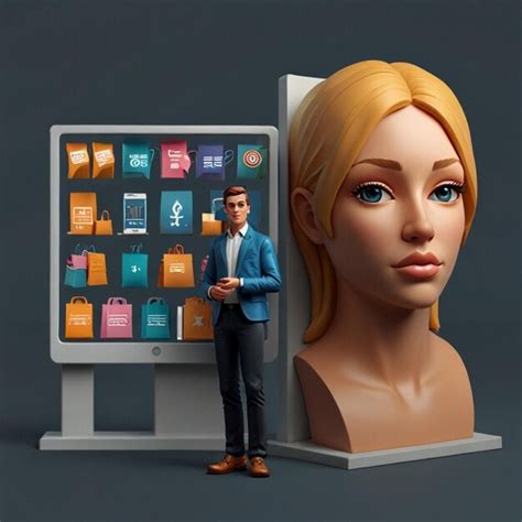 3d Character Modeling Digital Marketing Online Shop Admin Illustration