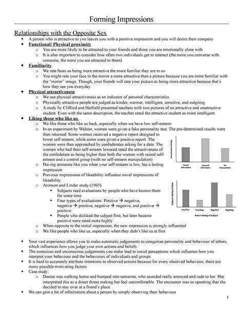 Psychology Notes Forming Impressions Relationships With The Opposite Sex A Person Who Is Studocu