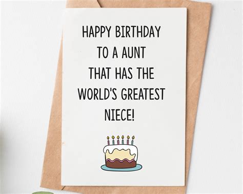 Happy Birthday Card For Aunt From Niece Auntie Funny Birthday Etsy