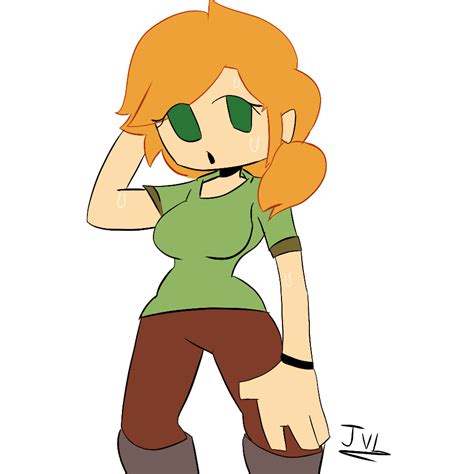 Rule 34 Alex Minecraft Female Green Eyes Jvllonguez Jvllonguez Minecraft Mob Face Mojang Orange