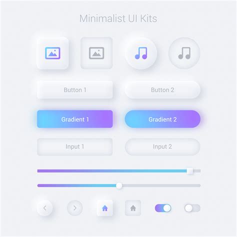 Ui Kits Button And Slider Design Element Set With Minimalist Neomorphs Style 20256745 Psd