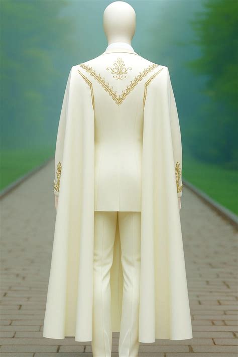 Customized White Groom Cape Suit Royal Wedding Cocktail Christmas