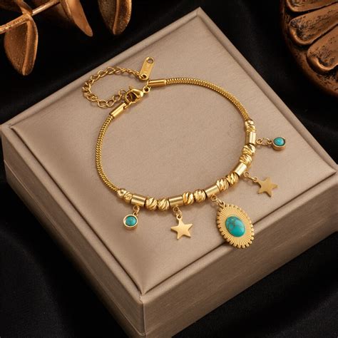 316l 스테인레스 스틸 새로운 패션 고급 보석 페르시 조각 별 타원형 균열 매력 뱀 두꺼운 체인 팔찌 여성을위한 Aliexpress