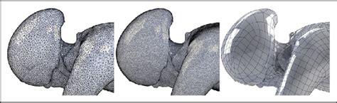 The Left Image Shows The Reduced Mesh The Middle Images Shows The