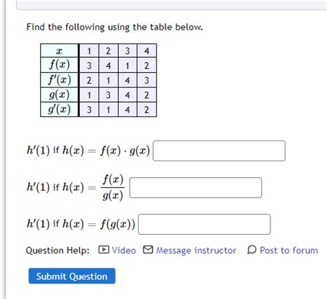 Solved Find The Following Using The Table Below H If Chegg Com