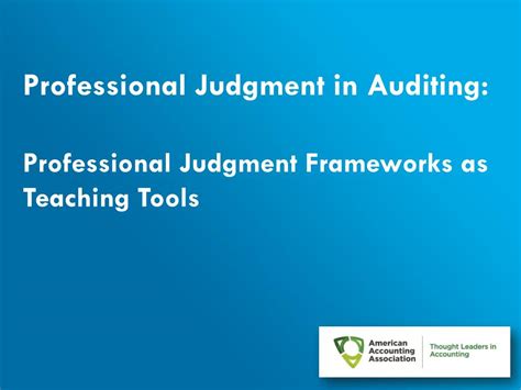 PPT Professional Judgment In Auditing Professional Judgment Frameworks As Teaching Tools