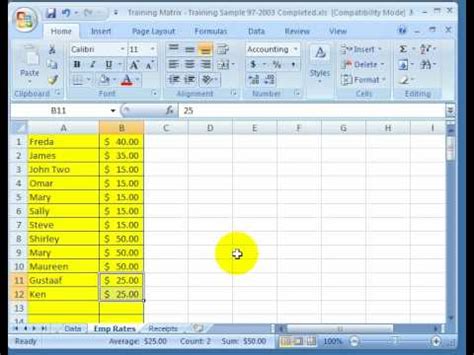 Training Matrix Instructions Pivot Tables Youtube