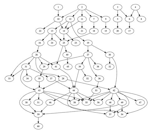 Examples Of Dags With 60 Nodes A Fat 0 5 Density 0 4 Regular 0 2 Download Scientific