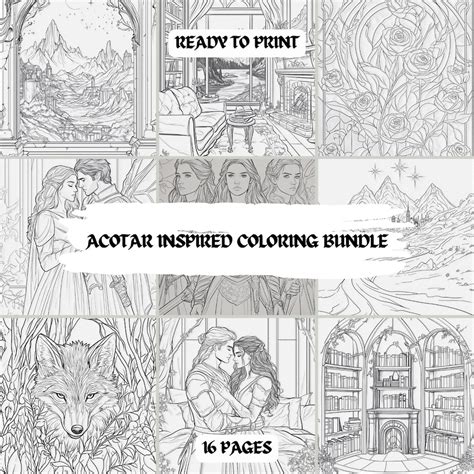 Acotar Inspired Coloring Pages Feyre And Rhysand Night Court Print Court Of Thorns And Roses