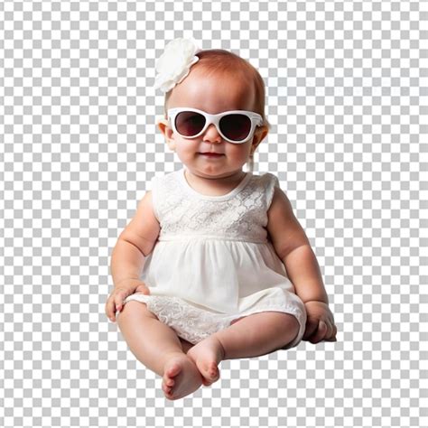 선글라스를 착용 한 의자에 앉아있는 아기 Png 프리미엄 Ai 생성 Psd