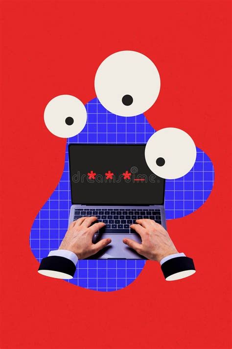 Vertical Art Banner Collage Of Hacker Hands Write Password Access