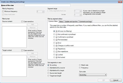 Create View Filtering And Sorting Memoq