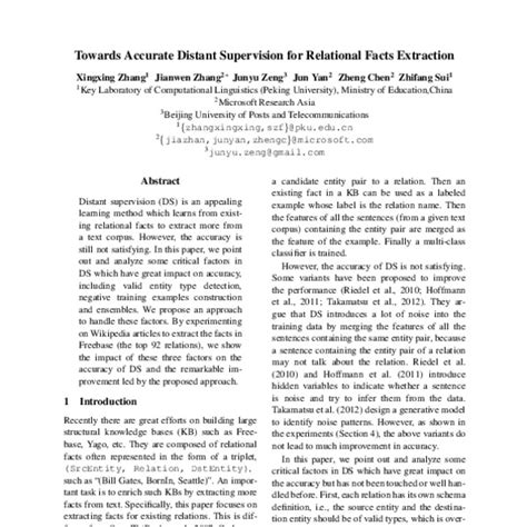 Towards Accurate Distant Supervision For Relational Facts Extraction Acl Anthology
