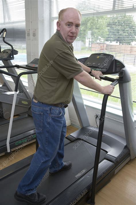 Man Exercising On Treadmill At A Gym Stock Image C Science Photo Library