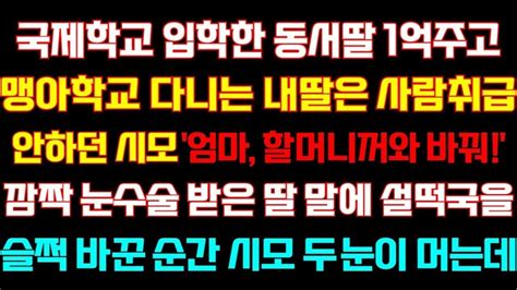 반전 신청사연 국제학교 들어간 동서딸 억주고 내딸은 무시한 시모 엄마 할머니꺼랑 바꿔 딸말에 그릇을 바꾸자 대반전 펼쳐지는데 실화사연 사연낭독 라디오드라마 라디오