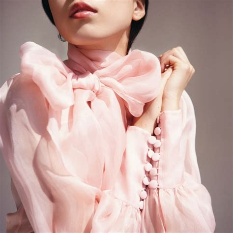 Flawless Pink Bow Organza Blouse LITA COUTURE Wolf Badger