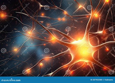 Background With Neurons And Synapse Stuctures Showing Human Brain Cells Chemistry With Place For