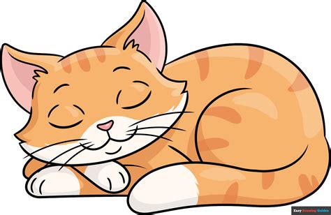 How To Draw A Simple Sleeping Cat Really Easy Drawing Tutorial
