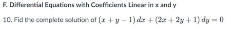 Solved F Differential Equations With Coefficients Linear In