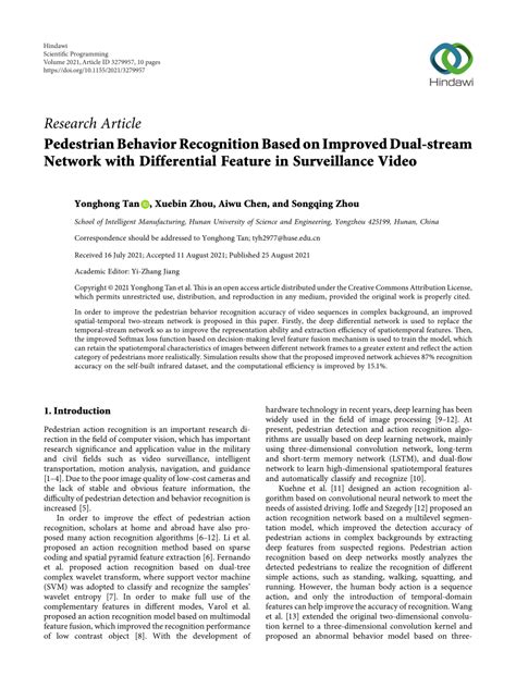 Pdf Pedestrian Behavior Recognition Based On Improved Dual Stream