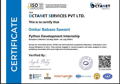 Omkar Sawant On Linkedin I Recently Completed An Internship At Octanet