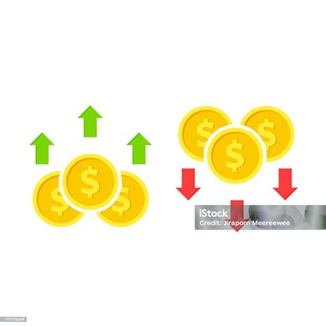 돈의 가치 상승 및 감소 모바일 개념 및 웹 디자인 비즈니스 간단한 아이콘 안정 기호 달러 환율의 상승과 하락 달러 환율 평면