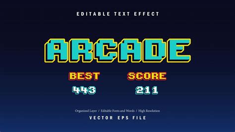 Premium Vector Arcade Editable Font Typography Template Text Effect Style Lettering Vector