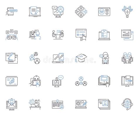 E Learning Line Icons Collection Online Education Technology