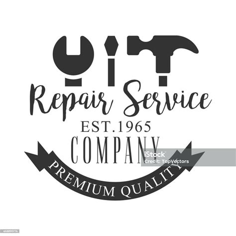 프리미엄 품질 수리 및 텍스트 및 도구 실루엣 혁신 서비스 흑인과 백인 서명 디자인 서식 파일 개발에 대한 스톡 벡터 아트 및 기타 이미지 Istock