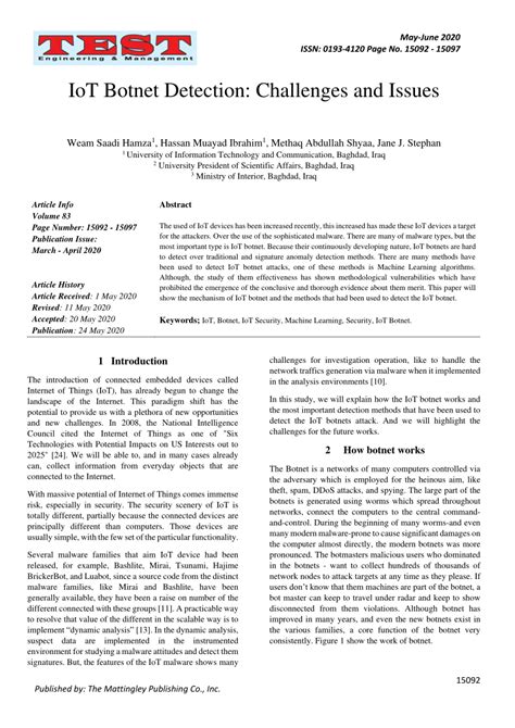 pdf iot botnet detection challenges and issues