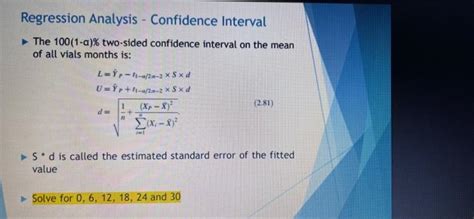 Regression Analysis Confidence Interval The Chegg