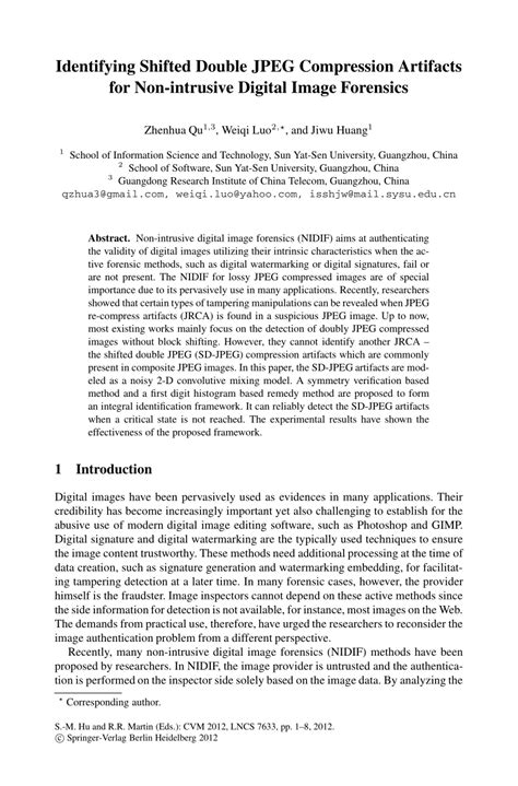 Pdf Identifying Shifted Double Jpeg Compression Artifacts For Non