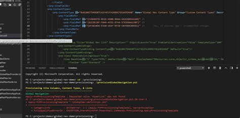 apply pnpprovisioningtemplate requested value hyperlink was not