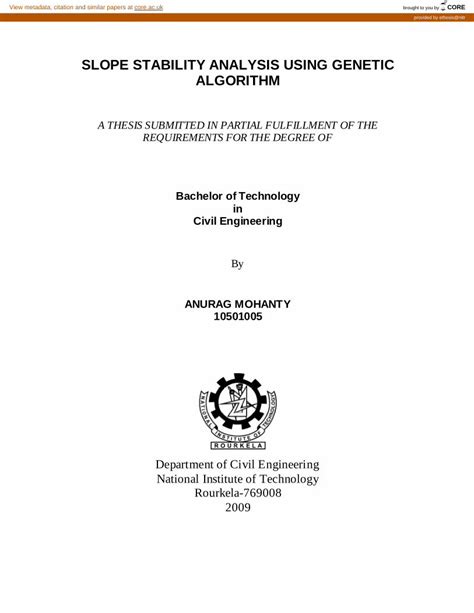 Pdf Slope Stability Analysis Using Genetic Algorithm · The Following Methods Are Used For The
