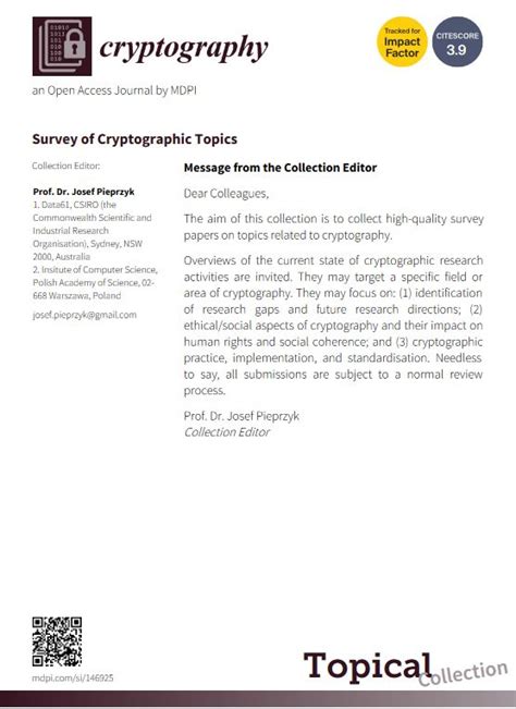 Cryptography Mdpi On Linkedin Survey Review Cryptography