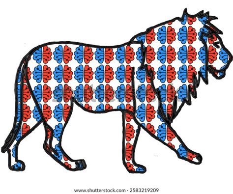 Illustration Lion Brain Intelligence Texture On Stock Vector Royalty