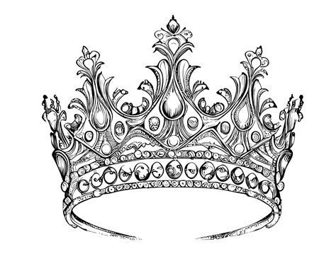 Un Croquis Dune Couronne Avec Des Diamants Dessus Vecteur Premium