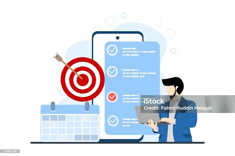 일정 마감일 플래너 계획 및 조직의 시간 관리 개념 남자는 워크 플로우를 구성하고 일일 할 일 목록을 만들고 달력 시간 관리 장면에 날짜 또는 작업을 표시합니다 개념에 대한