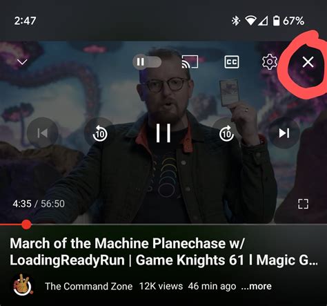 Video Controls Must Be Dismissed With This X In The Corner On Mobile