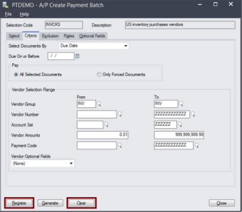 Sage 300 Extended Ap Create Payment Batch