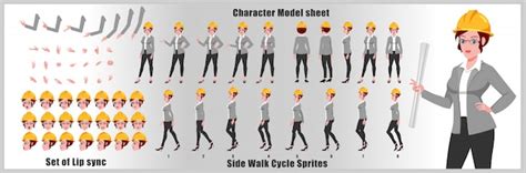 Premium Vector Handyman Character Model Sheet With Walk Cycle And Run Cycle Animation Sequence