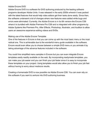 Adobe Encore Cs6 Menu Templates By Using Adobe Encore Templates To Improve Your DVD Menu PDF