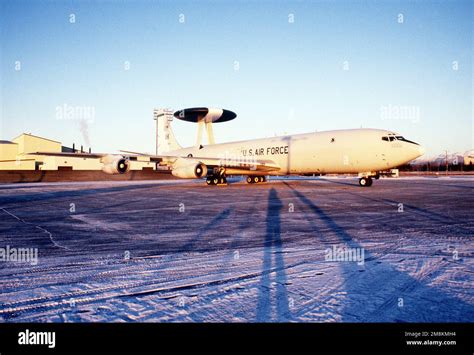 Three Quarterfront View Of An E 3 Awacs Aircraft Assigned To The 962nd