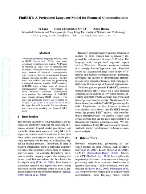 Finbert A Pretrained Language Model For Financial Communications Pdf Financial Analyst