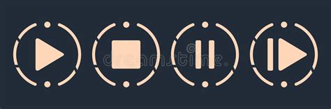 Media Player Button Icons Set Play And Pause Buttons Stock Vector