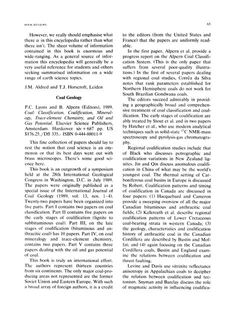 Pdf Coal Classification Coalification Mineralogy Trace Element Chemistry And Oil And Gas