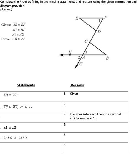 Solved Complete The Proof By Filling In The Missing